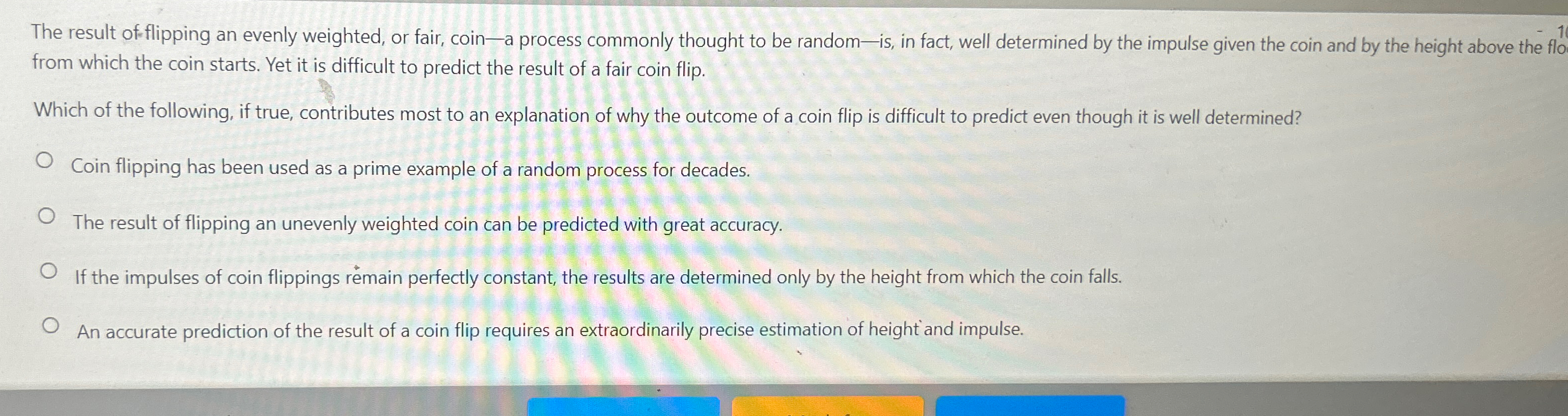 Solved The result of-flipping an evenly weighted, or fair, | Chegg.com