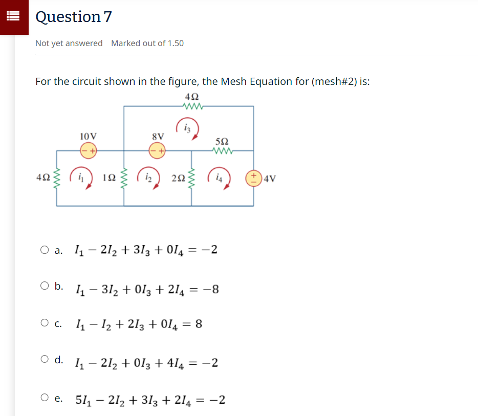 Solved For the circuit shown in the figure, the Mesh | Chegg.com