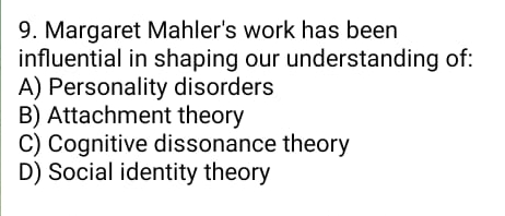 Margaret Mahler's work has been influential in | Chegg.com
