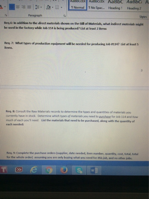 Font P aragraph Req. 4 The production engineers | Chegg.com