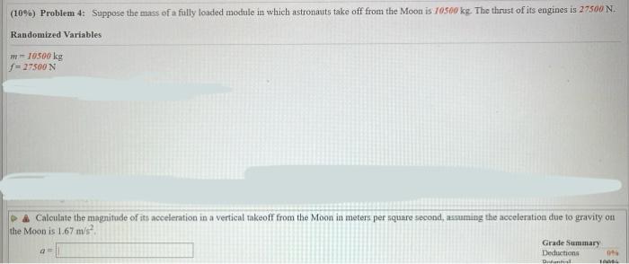 Solved (10\%) Problem 4: Suppose the mass of a fully loaded | Chegg.com