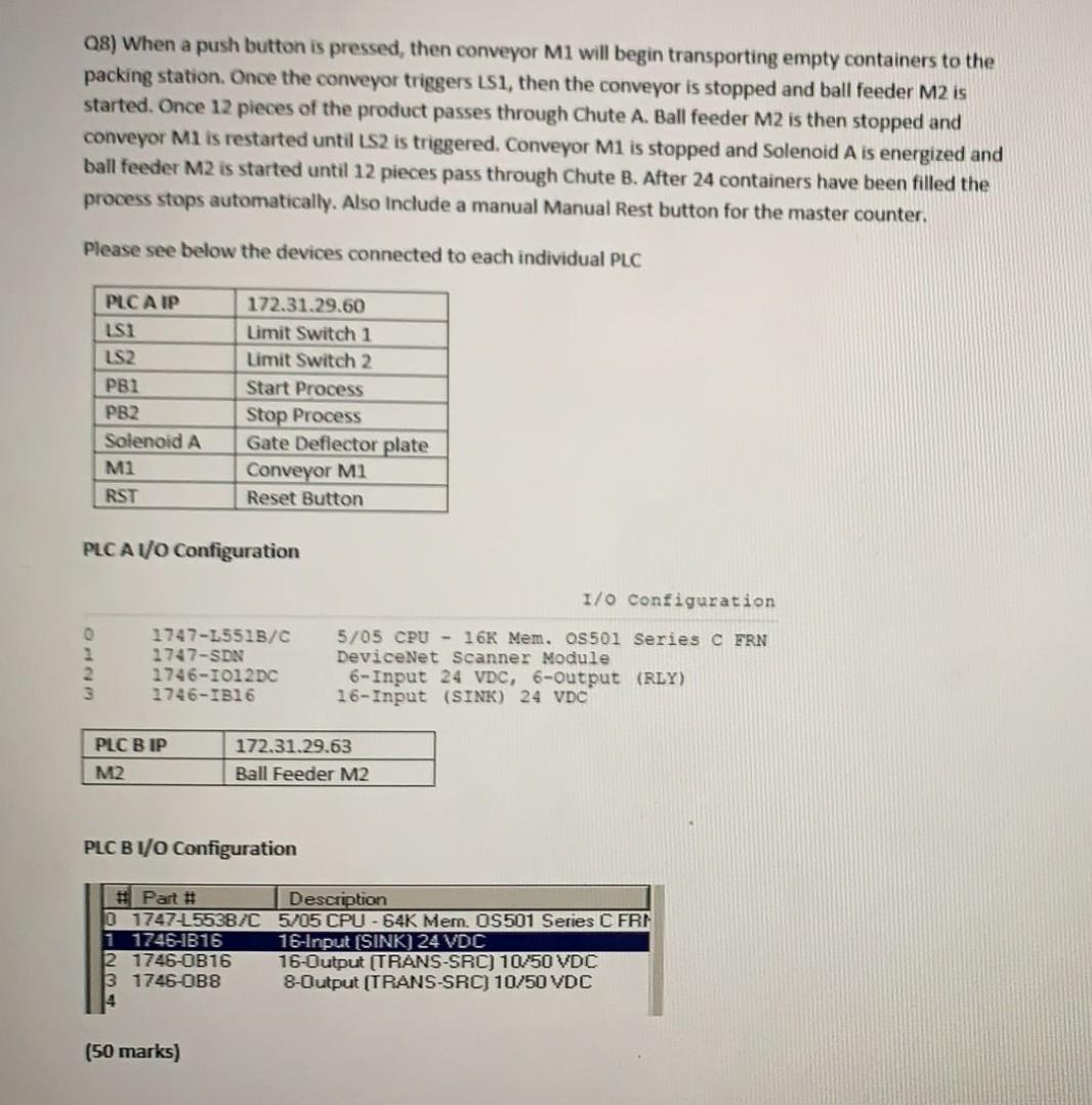Solved 08) When a push button is pressed, then conveyor MI | Chegg.com