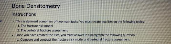 Solved Bone Densitometry Instructions This assignment | Chegg.com