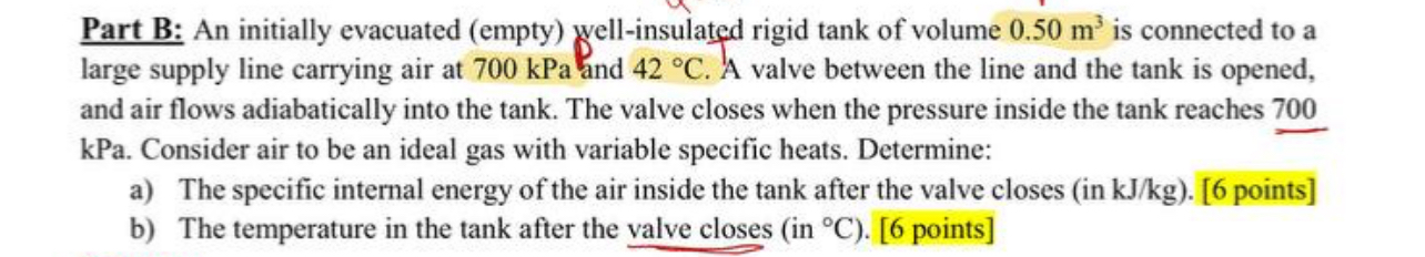 Solved Part B: An initially evacuated (empty) | Chegg.com