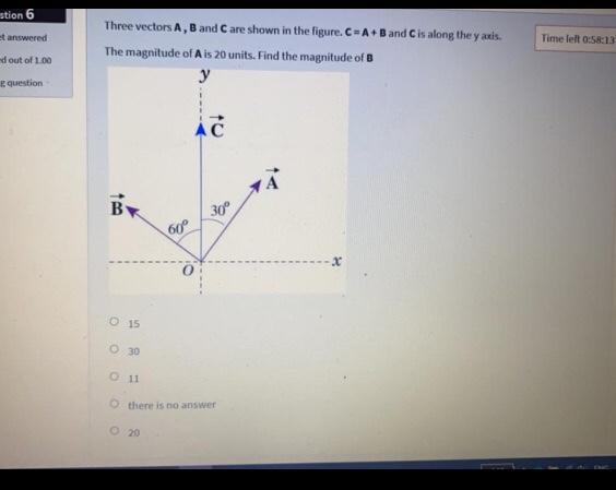 Solved stion 6 et answered Time left 0:58:13 Three vectors | Chegg.com Solved stion 6 et answered Time left 0:58:13 Three vectors | Chegg.com