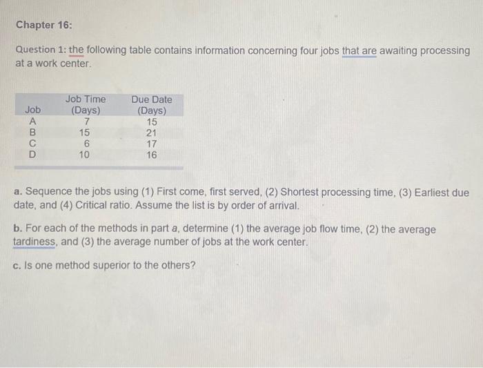 Solved Question 1: the following table contains information | Chegg.com