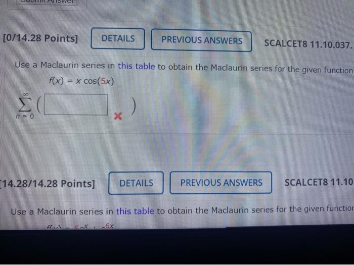 Solved [O/14.28 Points] DETAILS PREVIOUS ANSWERS SCALCET8 | Chegg.com