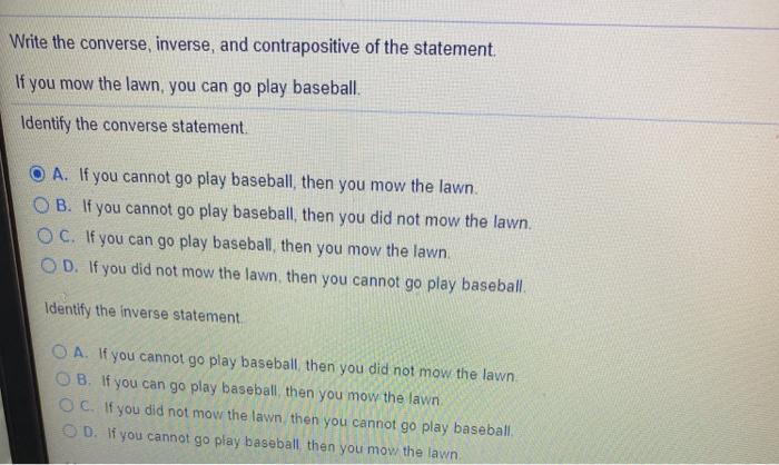 Solved Write the converse, inverse, and contrapositive of | Chegg.com