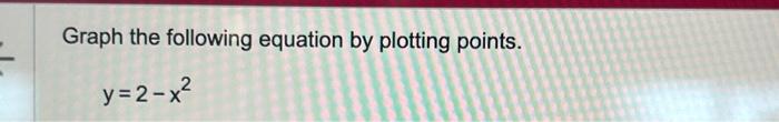 Solved Graph the following equation by plotting points. | Chegg.com