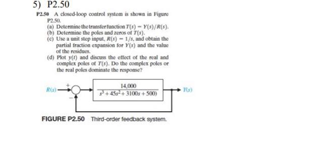 Solved P2.50 A closed-loop control system is shown in Figure | Chegg.com