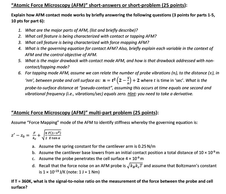Solved "Atomic Force Microscopy (AFM)" ﻿short-answers or | Chegg.com