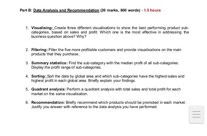 Part B: Data Analysis and Recommendation (20 marks, | Chegg.com