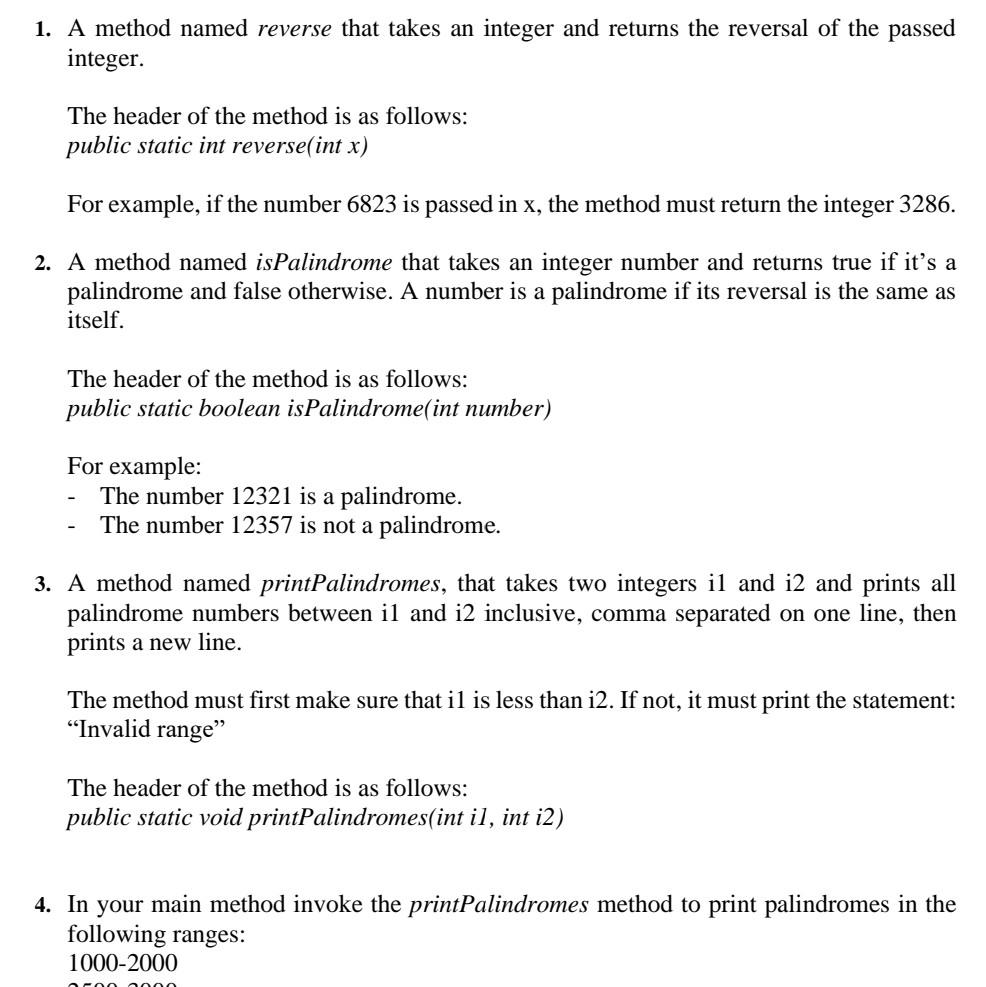 Solved 1. A method named reverse that takes an integer and | Chegg.com