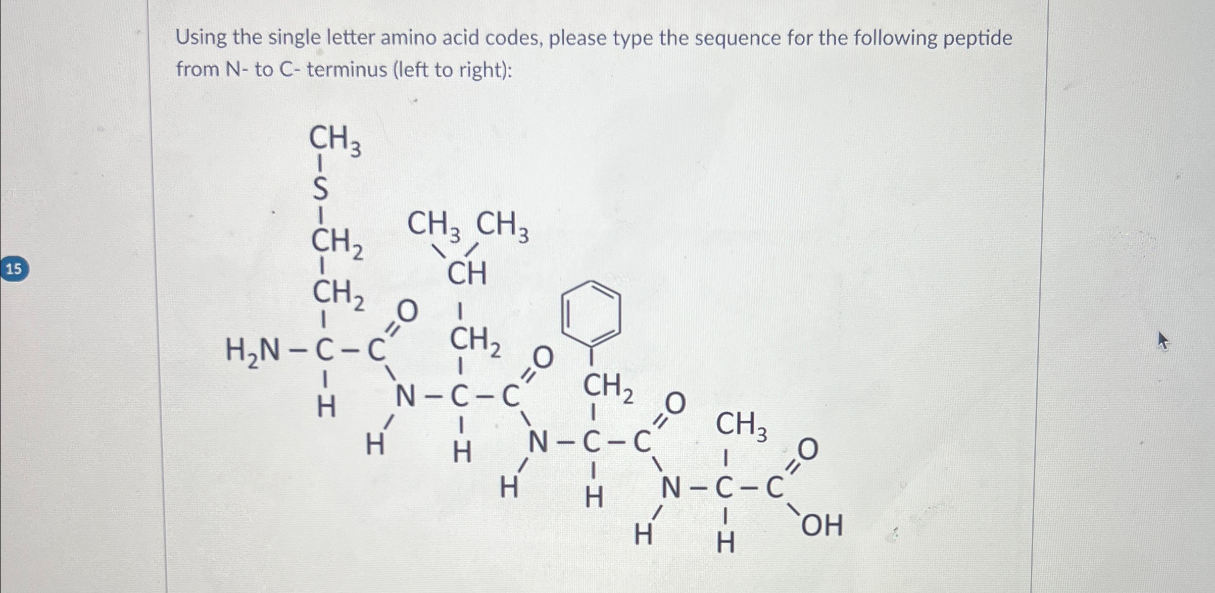 Solved Using the single letter amino acid codes, please type | Chegg.com