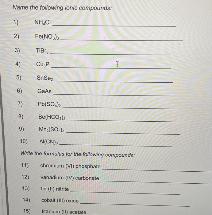 Solved Write The Formulas For The Following Compounds: 11), 60% OFF Solved Write The Formulas For The Following Compounds: 11), 60% OFF