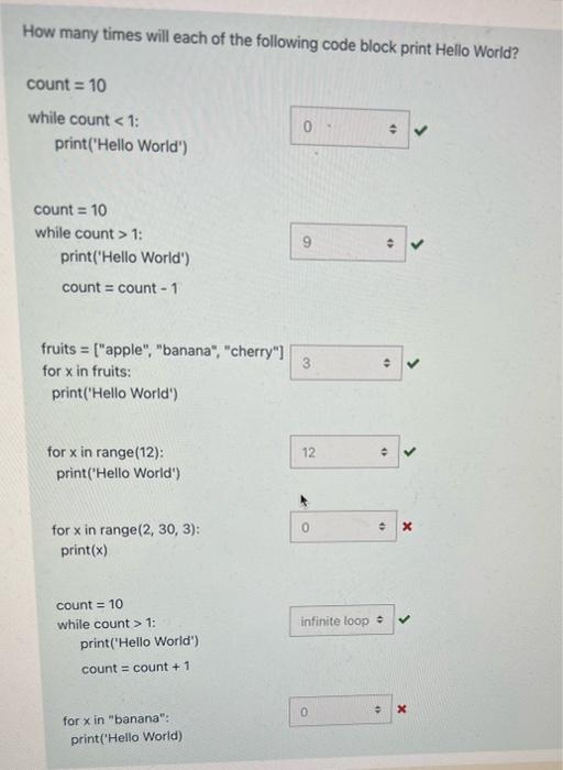 Solved How many times will each of the following code block | Chegg.com