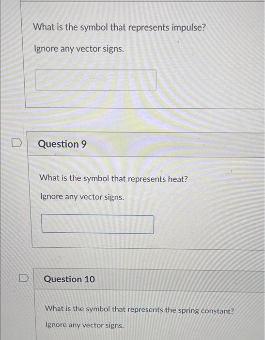 Solved What is the symbol that represents impulse? Ignore | Chegg.com