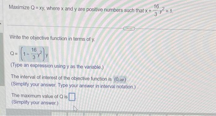 Solved Maximize Q=xy where x and y are positive numbers such | Chegg.com