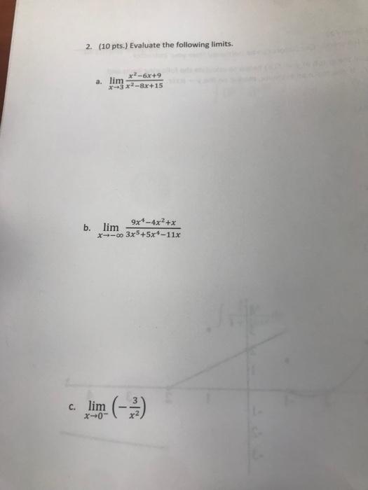 Solved 2. (10 pts.) Evaluate the following limits. a. | Chegg.com