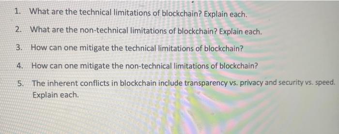 Solved 1. What are the technical limitations of blockchain? | Chegg.com