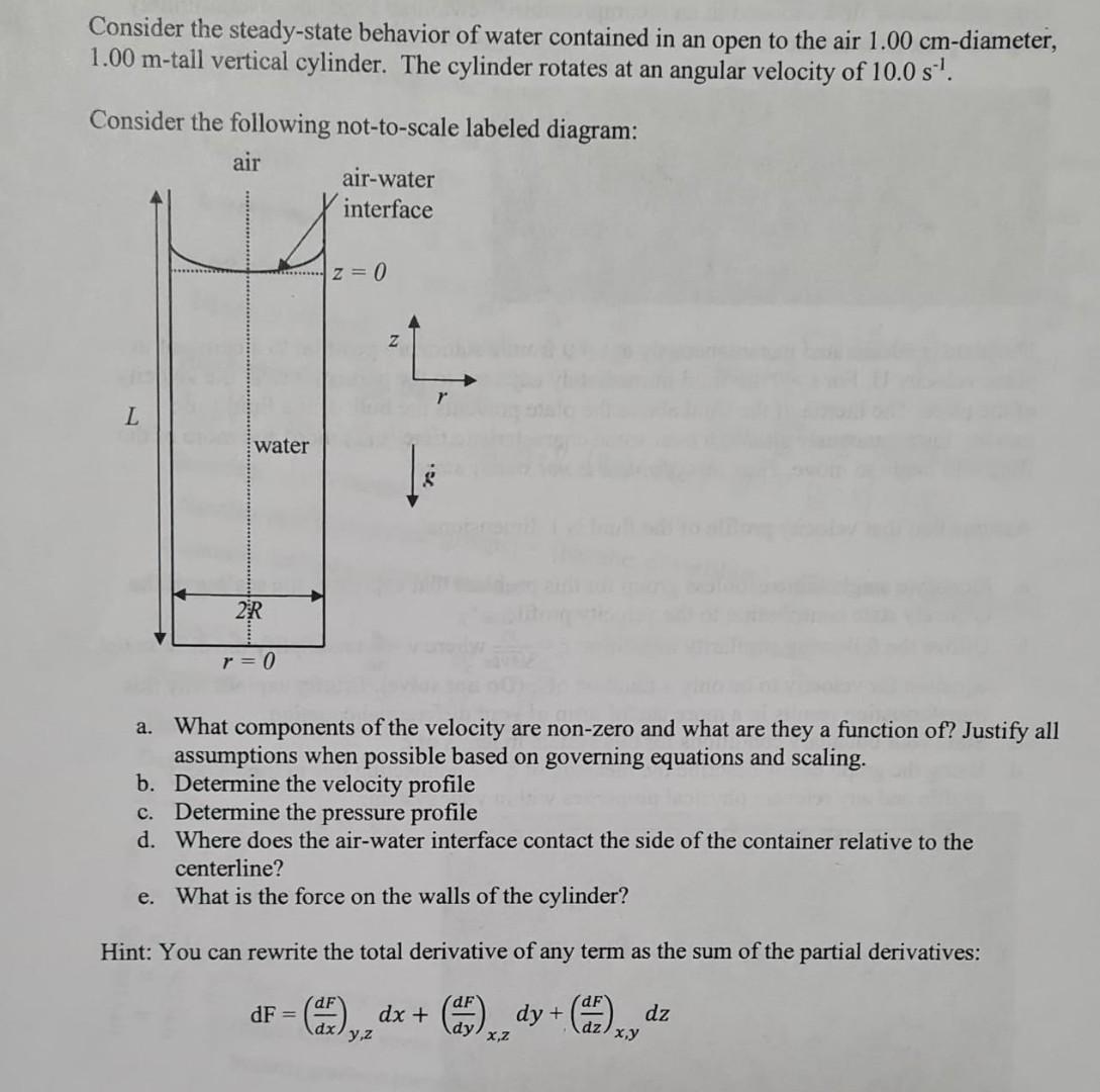 Solved Consider the steady-state behavior of water contained | Chegg.com