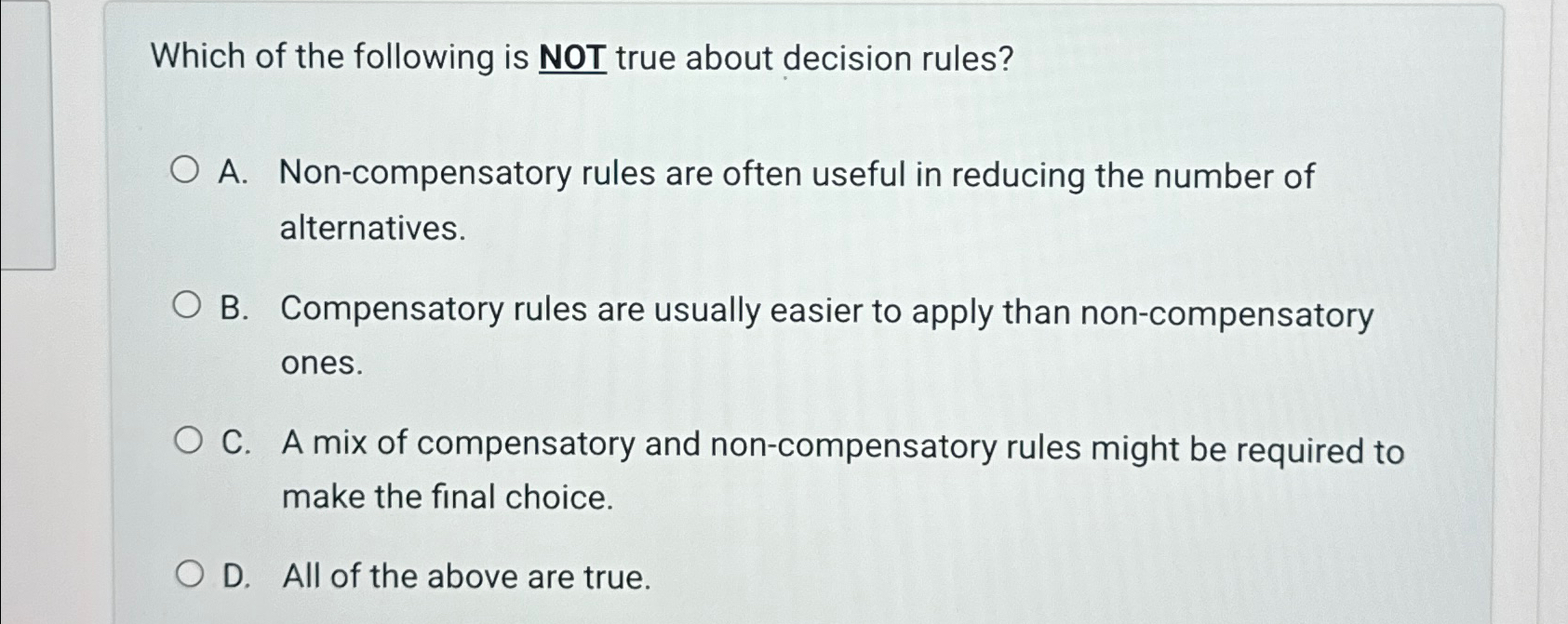 Solved Which of the following is NOT true about decision | Chegg.com