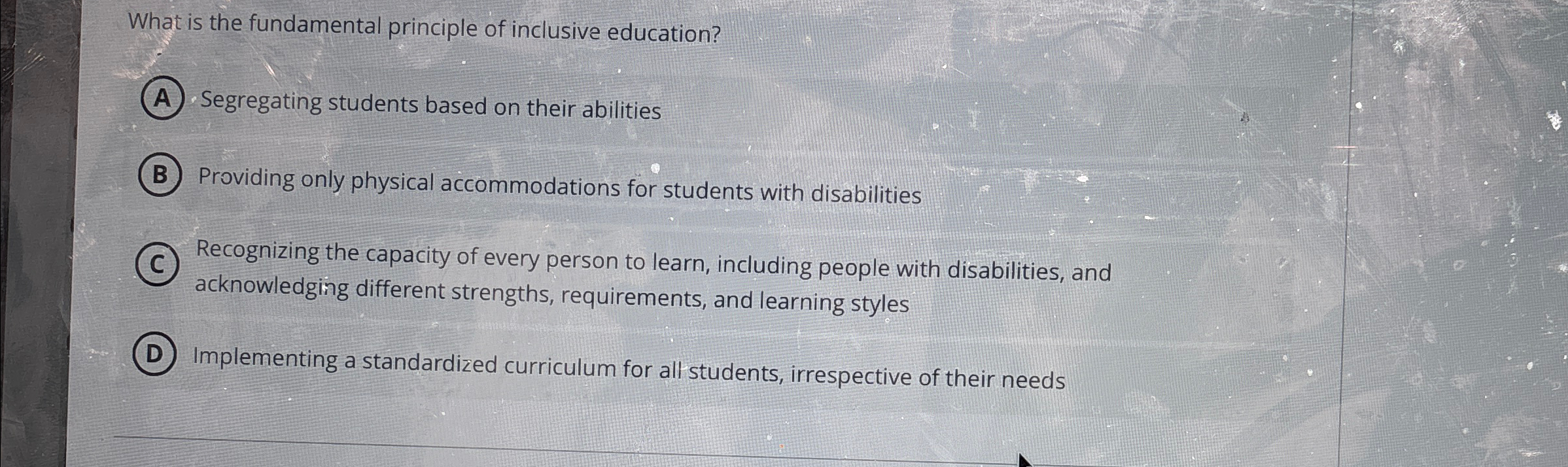 Solved What is the fundamental principle of inclusive | Chegg.com