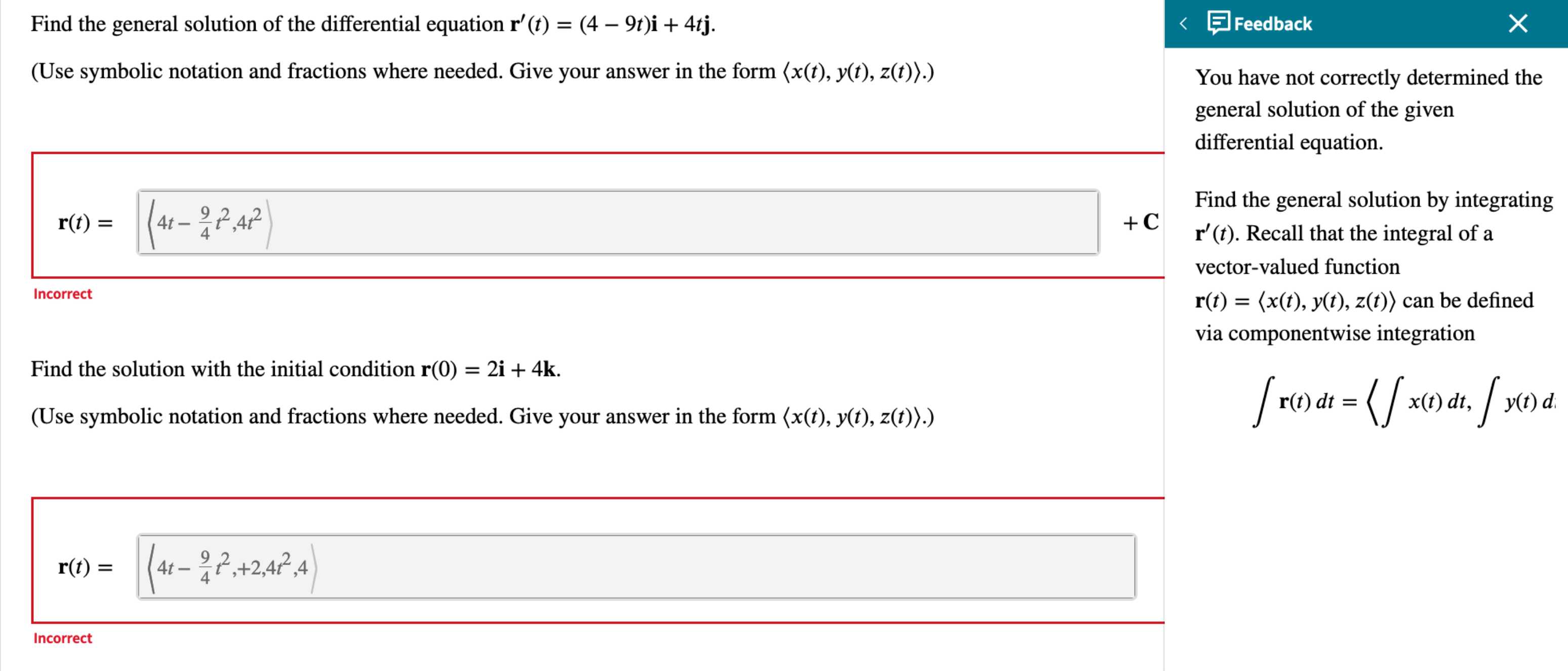 Solved You have not correctly determined thegeneral solution | Chegg.com