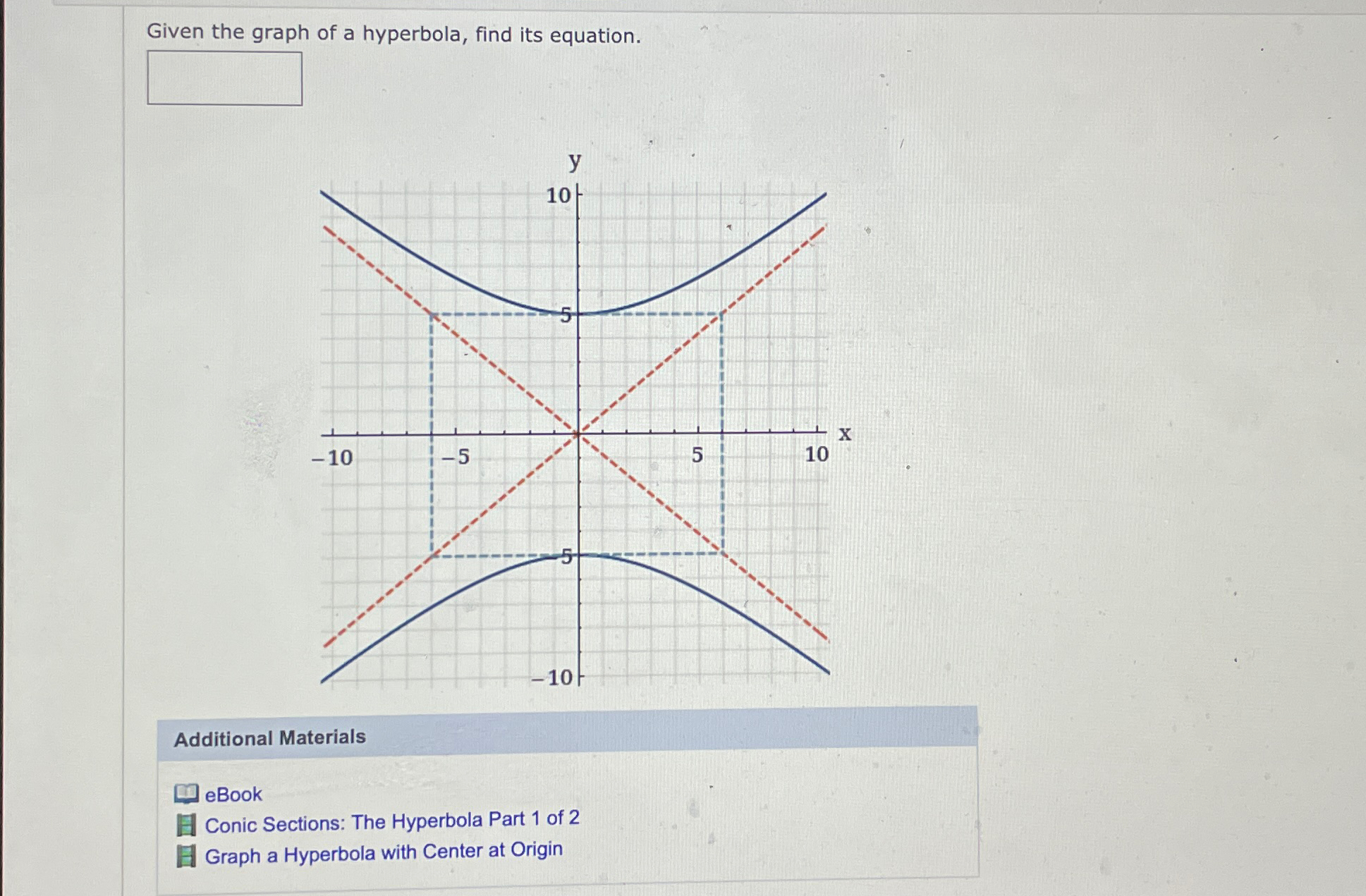 Solved Given the graph of a hyperbola, find its | Chegg.com