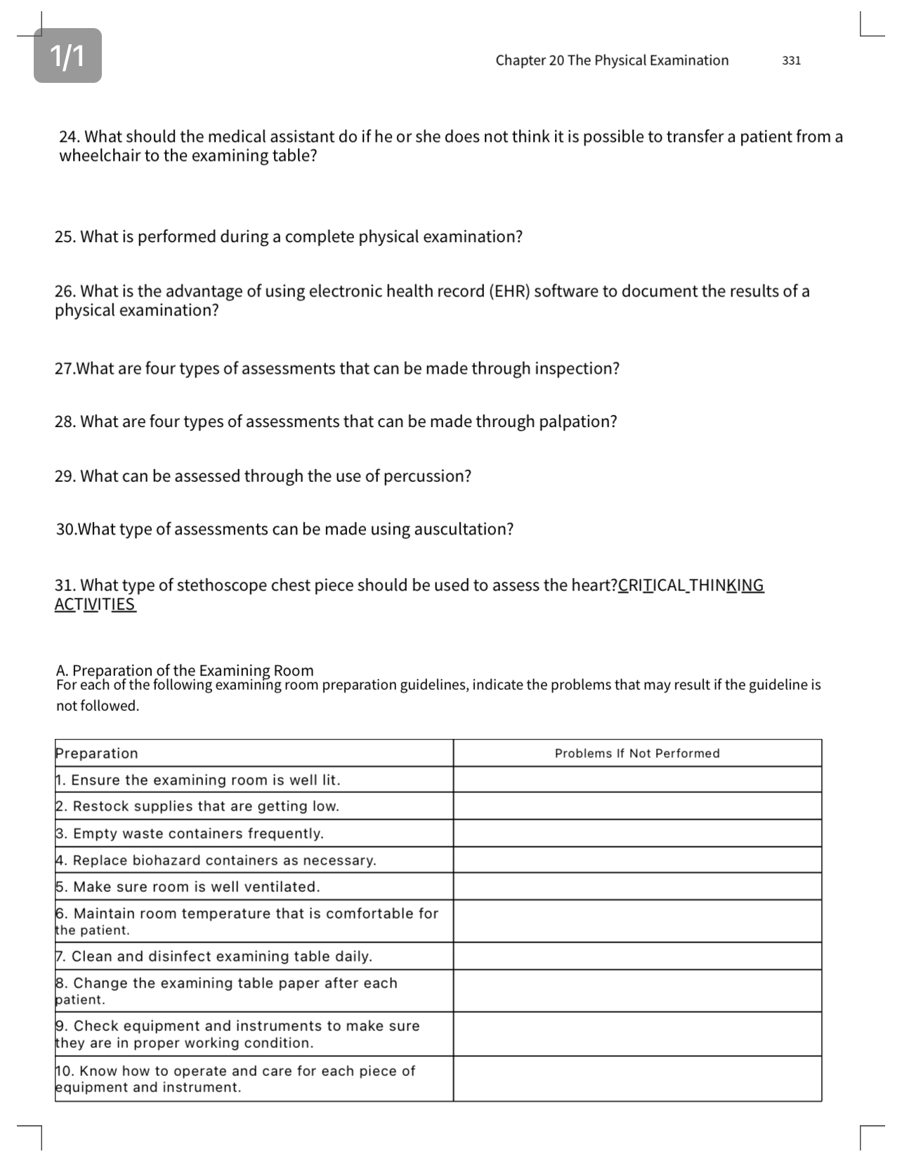 Solved Chapter 20 ﻿The Physical Examination33124. ﻿What | Chegg.com
