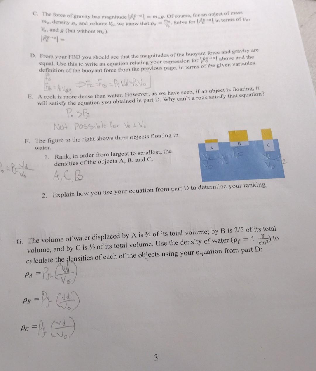 Problem 2: Buoyancy An object with a volume V0 which | Chegg.com