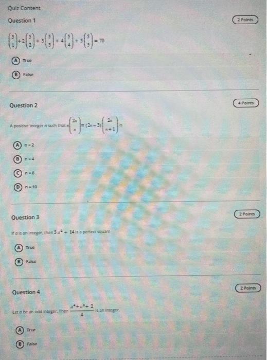 Solved Quiz Content Question 1 | Chegg.com