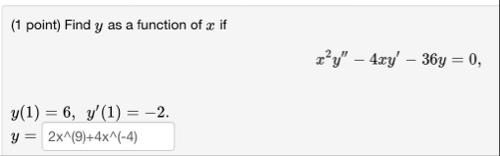 Solved (1 ﻿point) ﻿Find y ﻿as a function of x | Chegg.com