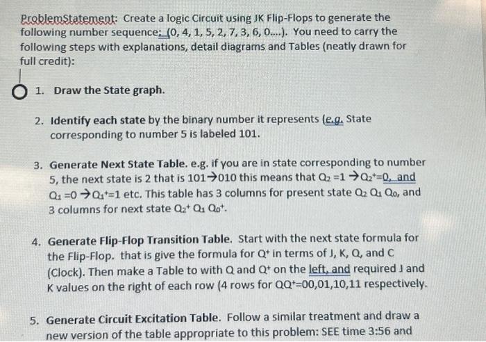 Solved ProblemStatement: Create a logic Circuit using JK | Chegg.com