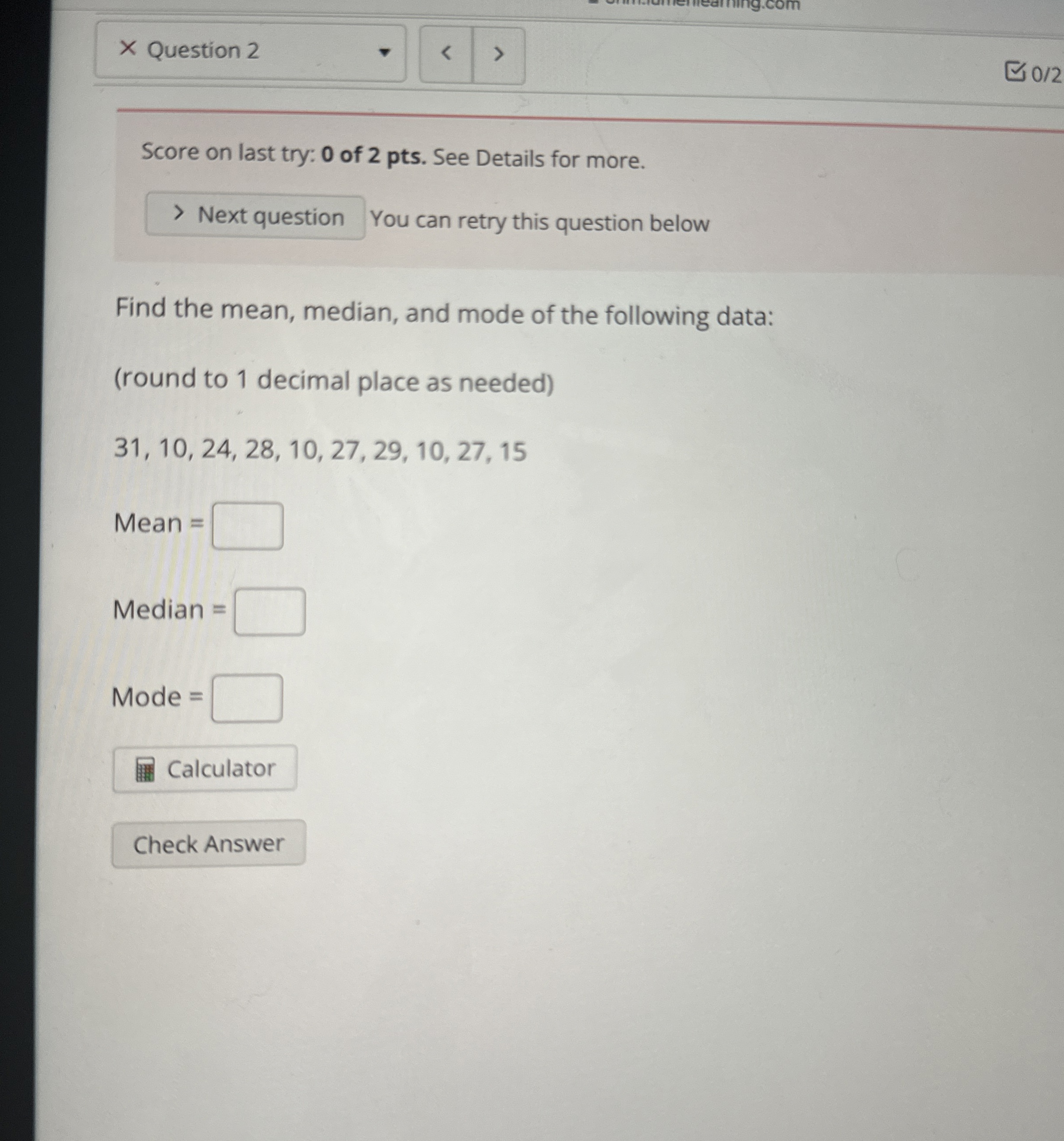Solved You can retry this question belowFind the mean, | Chegg.com