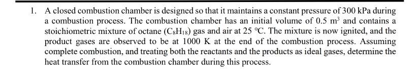 A closed combustion chamber is designed so that it | Chegg.com
