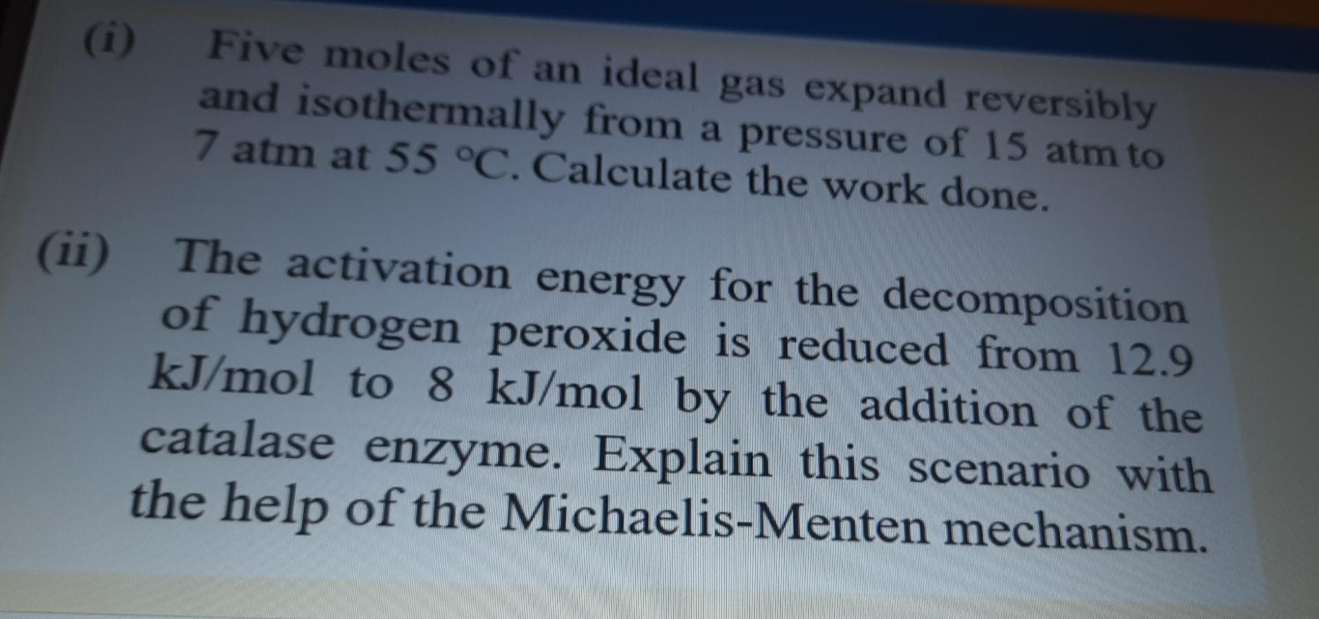 Solved (1) Five moles of an ideal gas expand reversibly and | Chegg.com