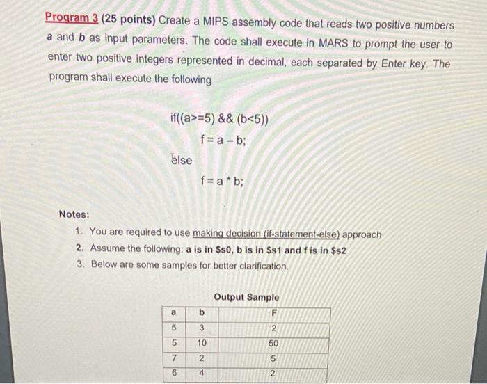 Solved Program 3 (25 points) Create a MIPS assembly code | Chegg.com