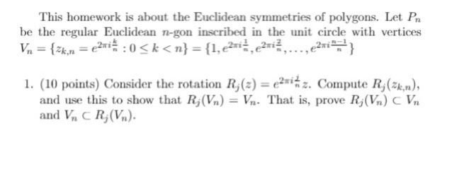 Solved This homework is about the Euclidean symmetries of | Chegg.com