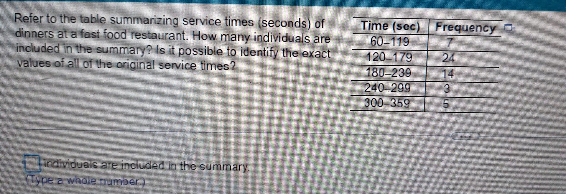Solved Refer to the table summarizing service times | Chegg.com