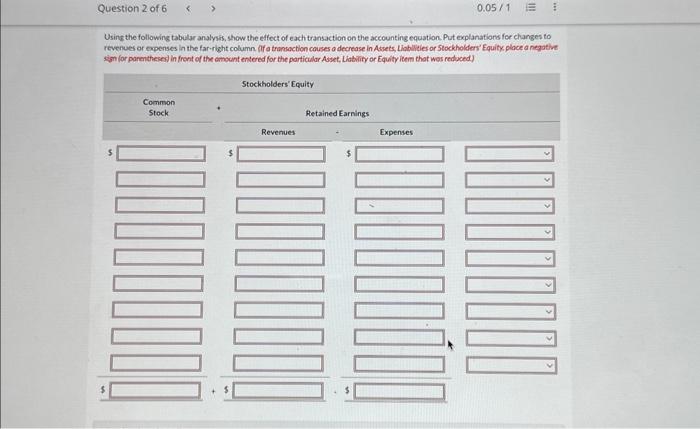 Solved Using the following tabular analysis, show the effect | Chegg.com