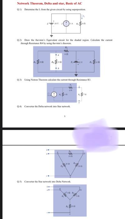 Solved Network Theorem, Delta and star, Basic of AC Q.1) | Chegg.com