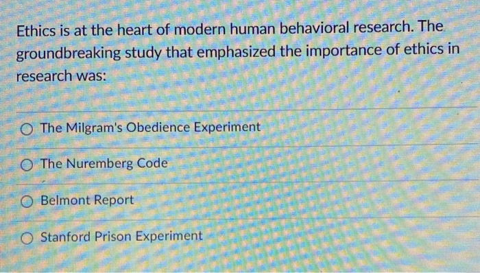 Solved Ethics is at the heart of modern human behavioral | Chegg.com