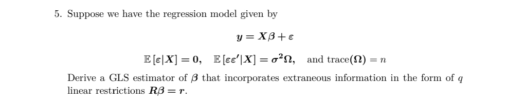 Solved Suppose we have the regression model given | Chegg.com