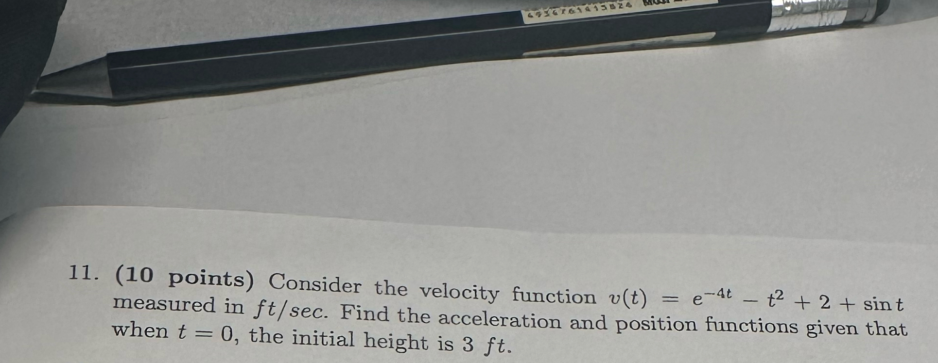 Solved (10 ﻿points) ﻿Consider the velocity function | Chegg.com