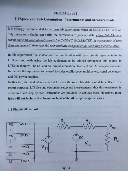 Solved EEE334 Lab#1 LTSpice and Lab Orientation - | Chegg.com