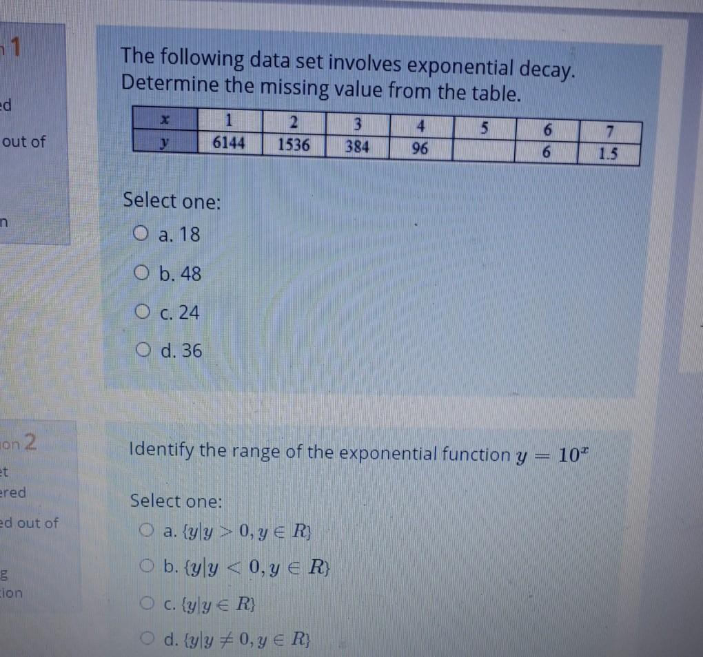 Solved 1 The following data set involves exponential decay. | Chegg.com