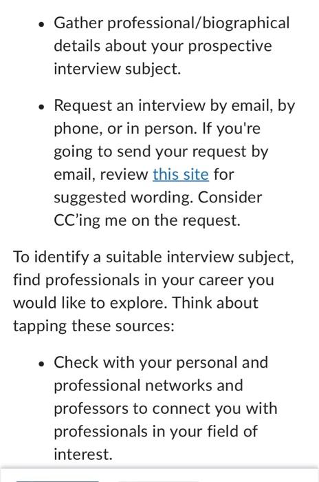 Unit 6: Informational Interview Hide Assignment | Chegg.com