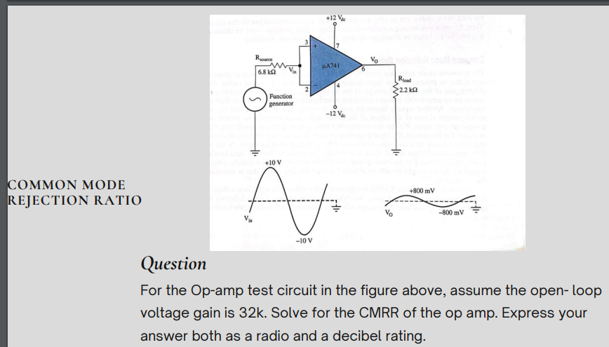 Solved QuestionFor the Op-amp test circuit in the figure | Chegg.com