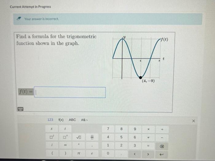 Solved Find a formula for the trigonometric function shown | Chegg.com